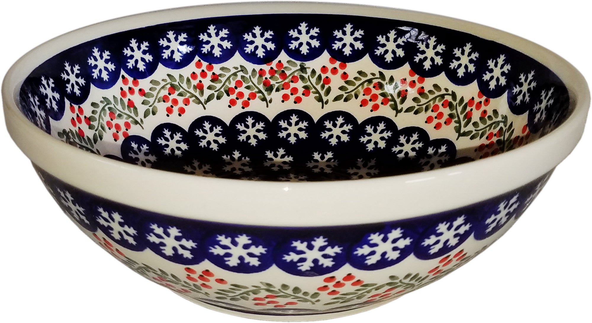 Boleslawiec Polish Pottery UNIKAT Large Serving or Mixing Bowl "Red Be ...