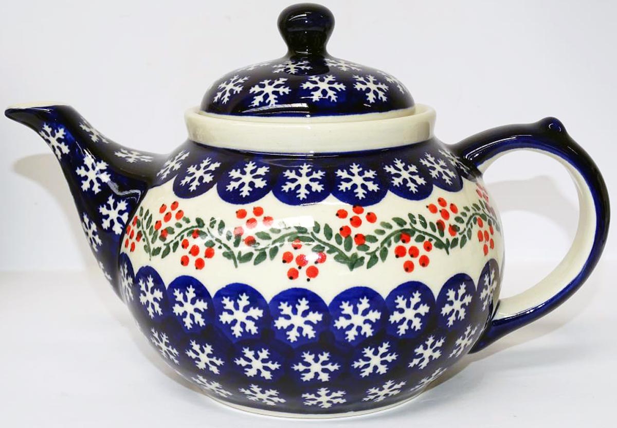 Boleslawiec Stoneware Polish Pottery UNIKAT Teapot Coffee Pot "Red Ber ...