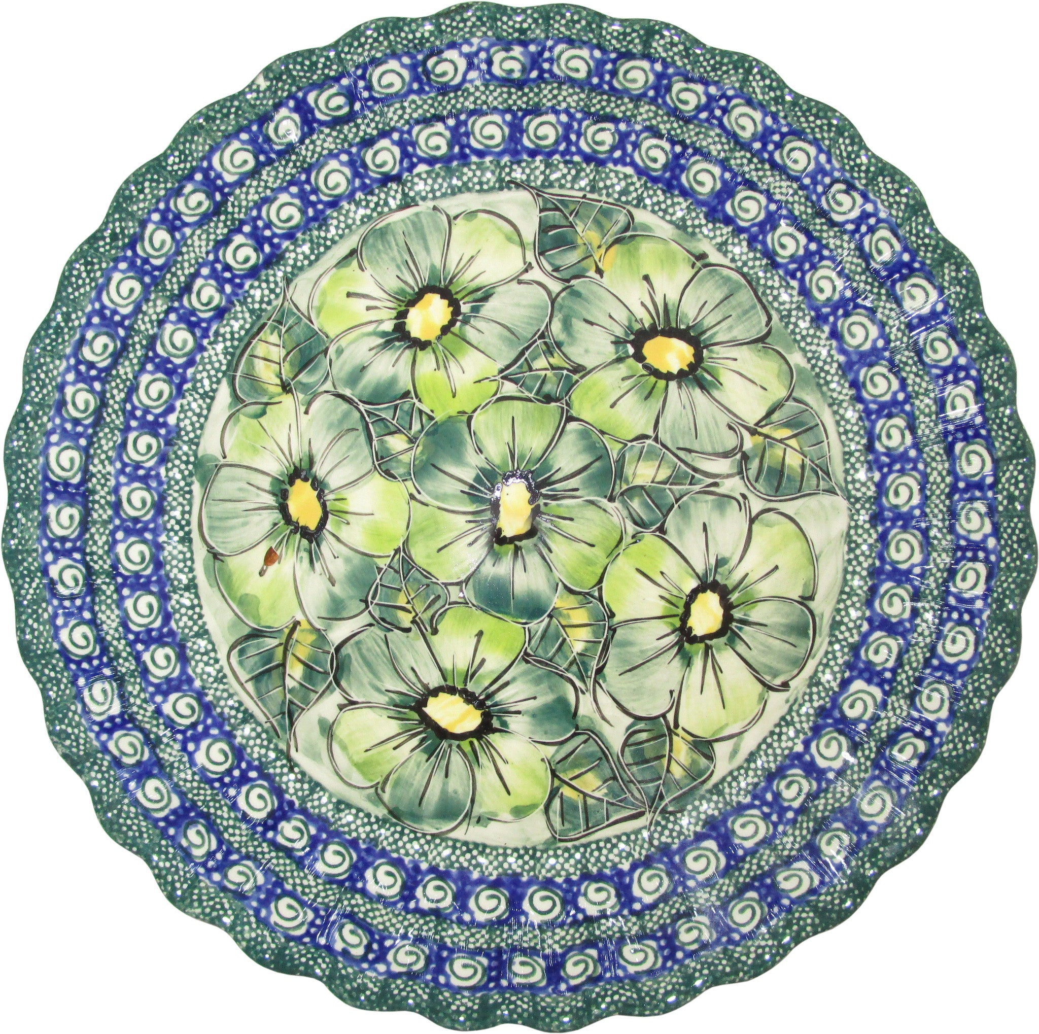 Boleslawiec Polish Pottery UNIKAT Pie or Quiche Baker "Green Garden ...
