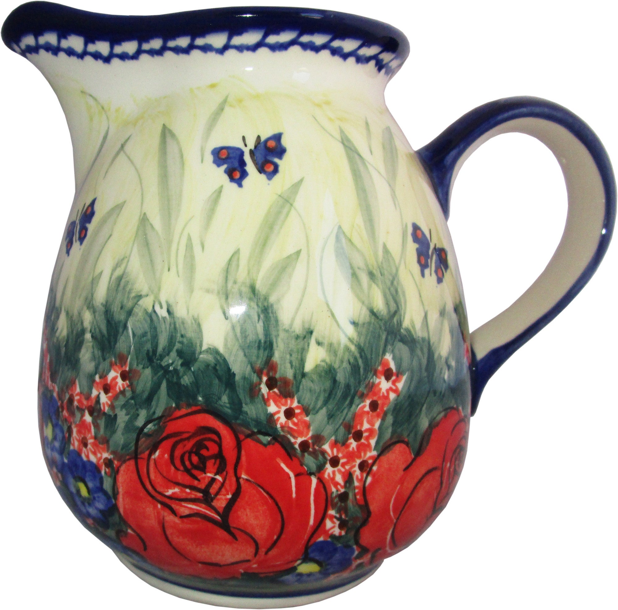 Boleslawiec Polish Pottery UNIKAT 1L Pitcher Water or Milk Jug "Wild R ...
