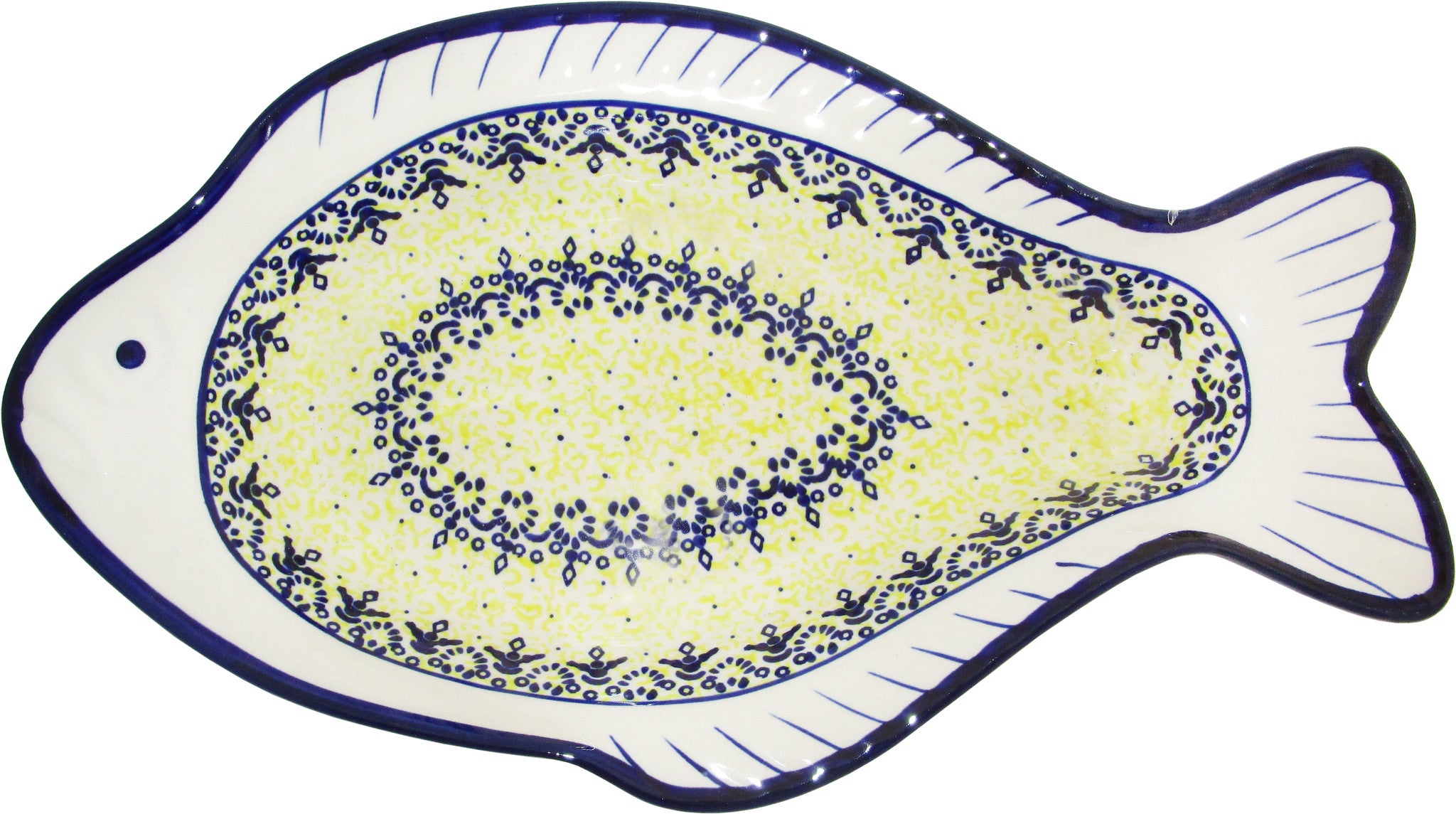 Boleslawiec Polish Pottery UNIKAT Fish Shaped Serving Plate "Lace ...