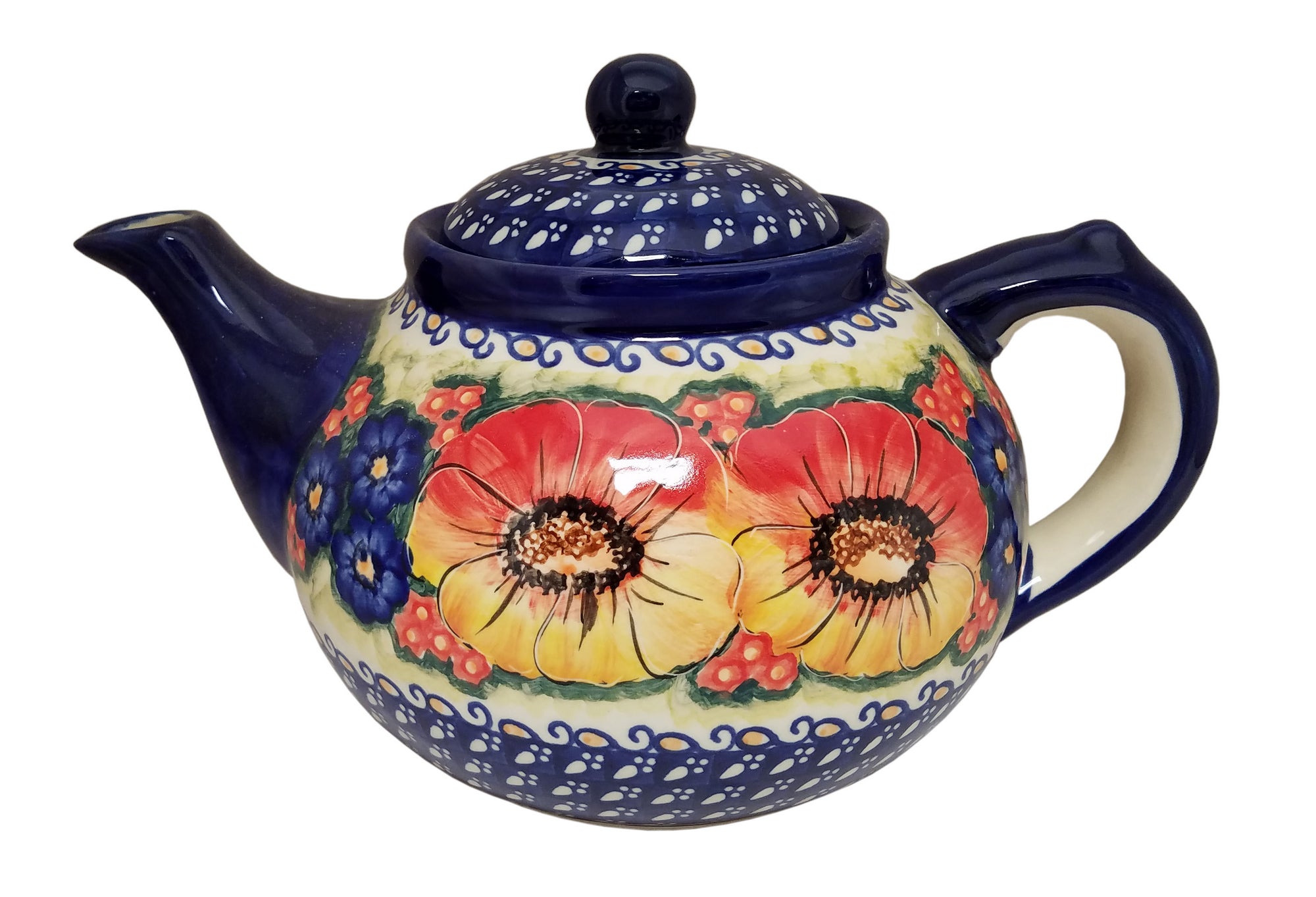Boleslawiec Polish Pottery UNIKAT 1.5L Teapot Coffee Pot "Flower Field ...